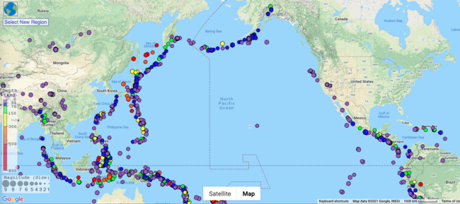 global earthquakes Mag 5 and greater