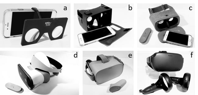 Six different VR headsets