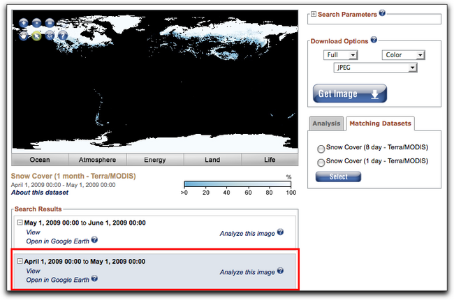 3 modis snow cover selected