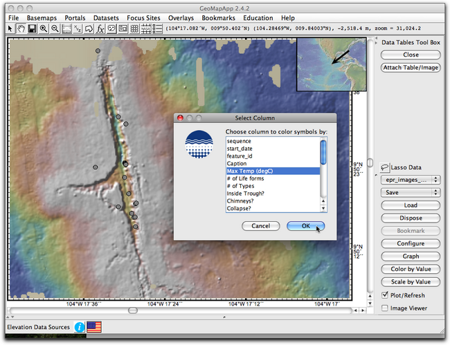 map colored by max temp