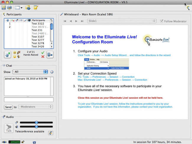 Elluminate Configuration Test Room