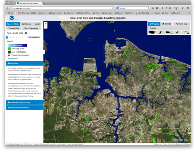 Screen shot NOAA SLR Viewer