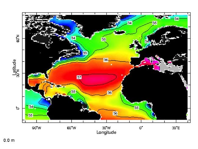 average annual salinity map