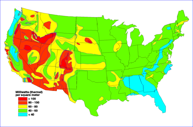 Geothermal Heat Map of the United States