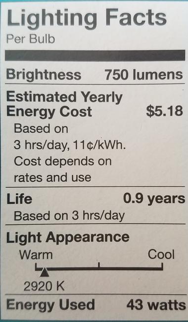 Lighting facts label